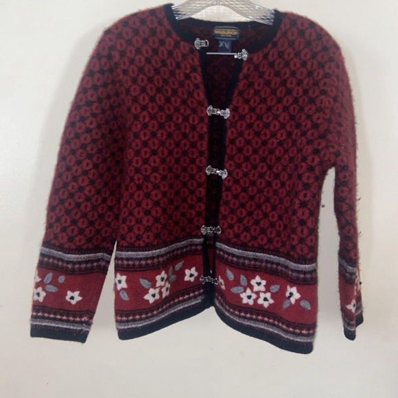 Woolrich | Sweaters | Vintage Woolrich Sweater Large Red Wool Cardigan ...